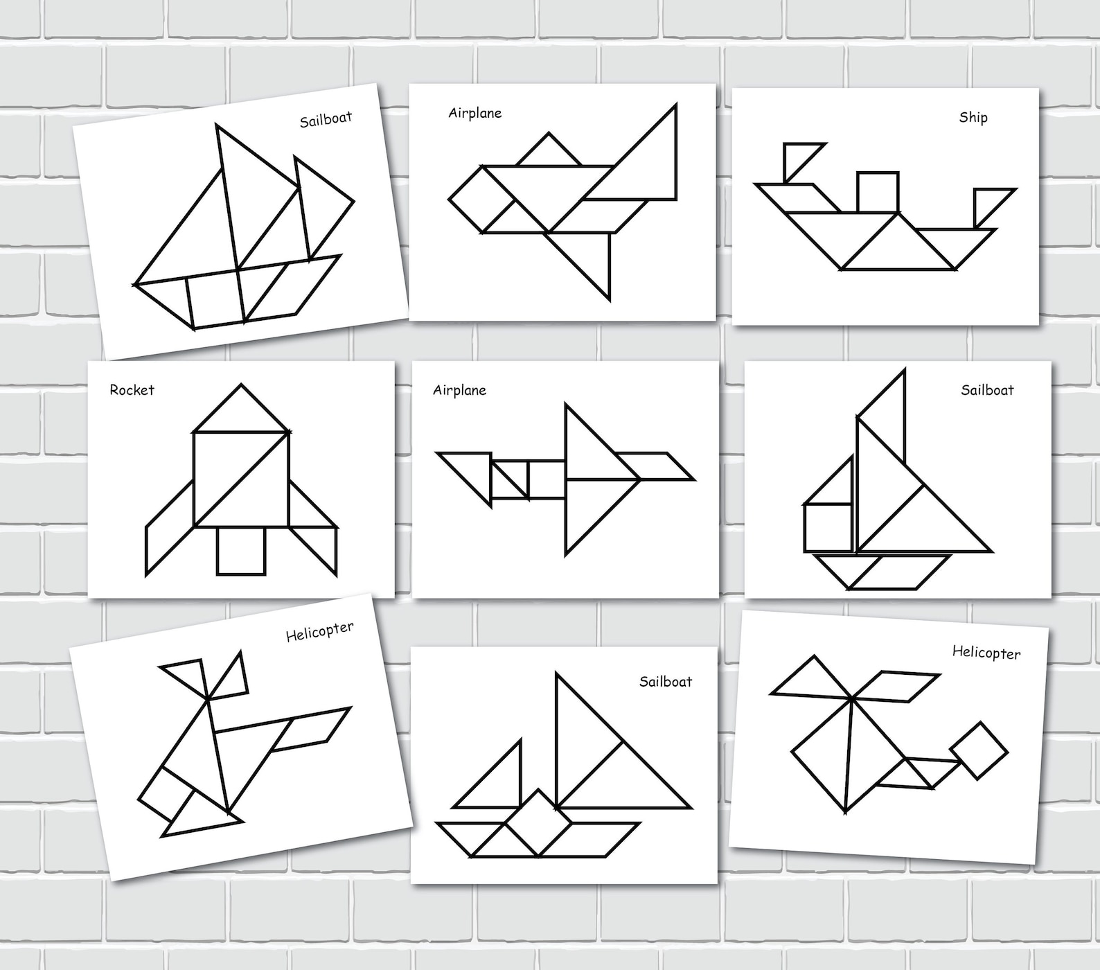 Transportation Theme Printable Tangrams Puzzle Activity for Preschool ...