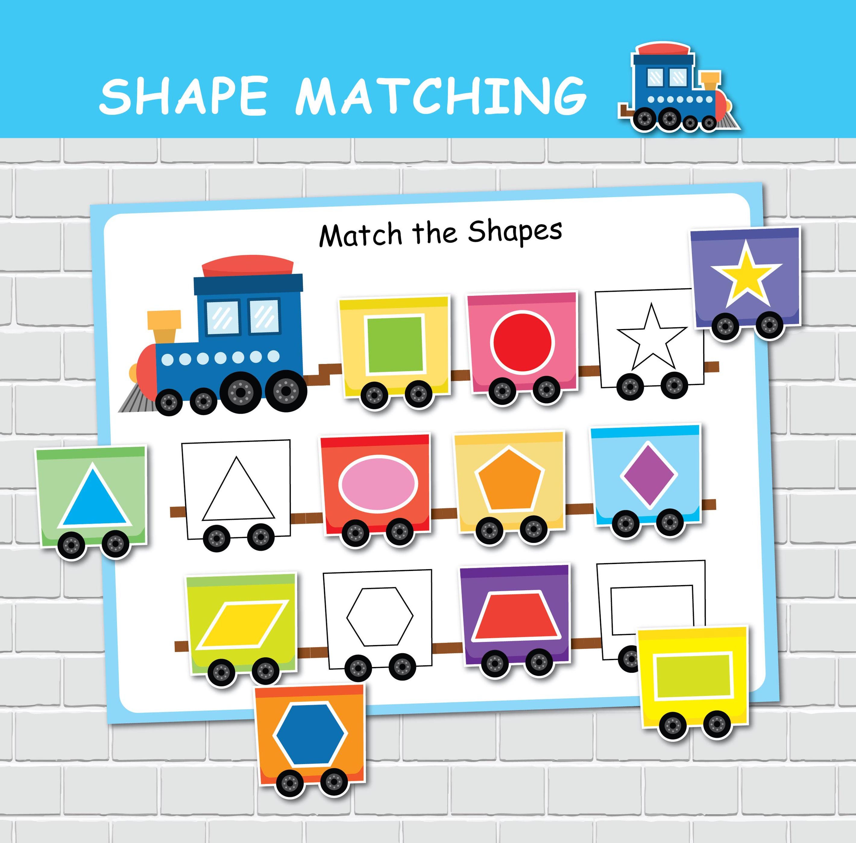 Train Shape Matching Activity, 2D Shapes, Shapes Busy Book Page, File ...