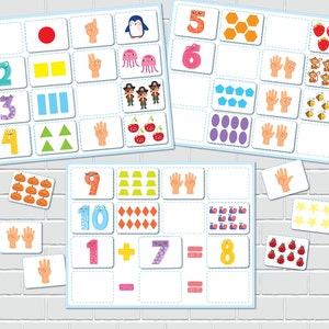 Numbers Matching Activity for Kids, Counting Game, Preschool Math ...