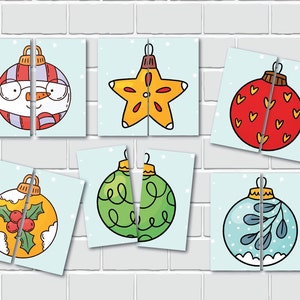 Christmas Ornaments Symmetry Cards, Preschool Matching Game, Toddler ...