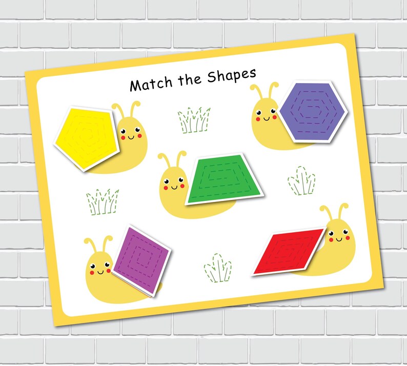 Snails Shape Matching Activity, 2D Shapes, Summer Busy Book Page, File ...