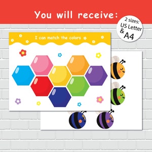 Bee Color Matching Activity, Toddler Printable, Montessori Materials ...