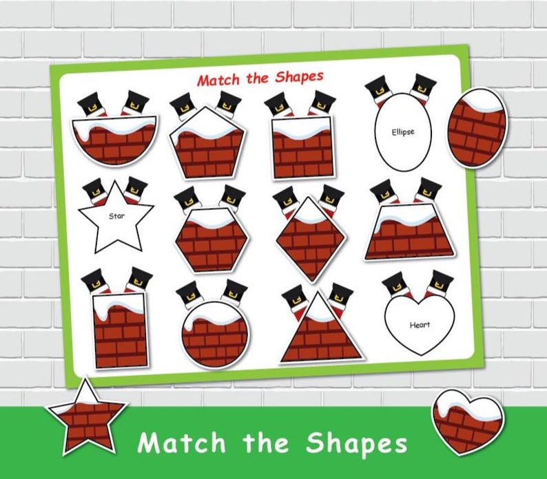 Christmas Shapes Matching Game: Preschool Learning Activity (digital ...