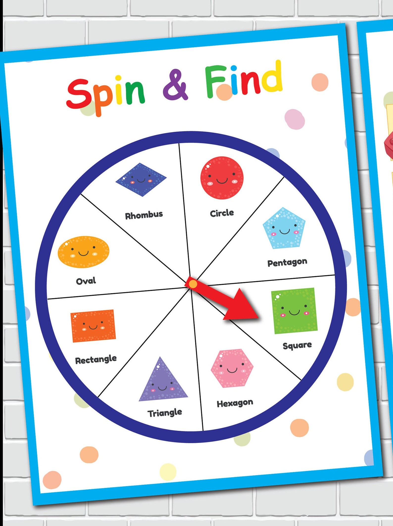 Shapes Spin & Find Game Printable Activities for Kids. - Etsy