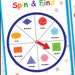 Shapes Spin & Find Game, Printable Activities for Kids. Learning Shapes ...