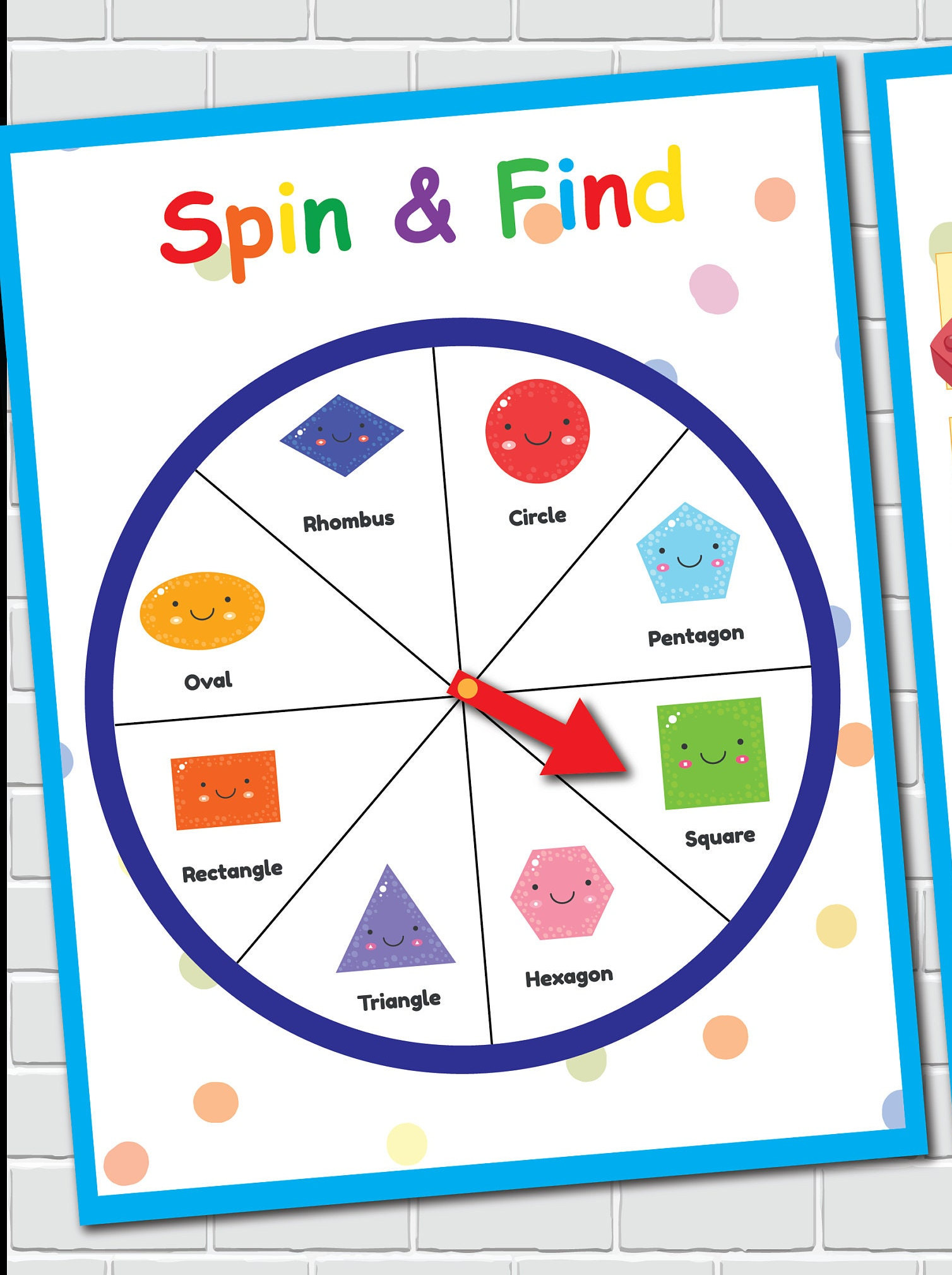Shapes Spin & Find Game Printable Activities for Kids. - Etsy