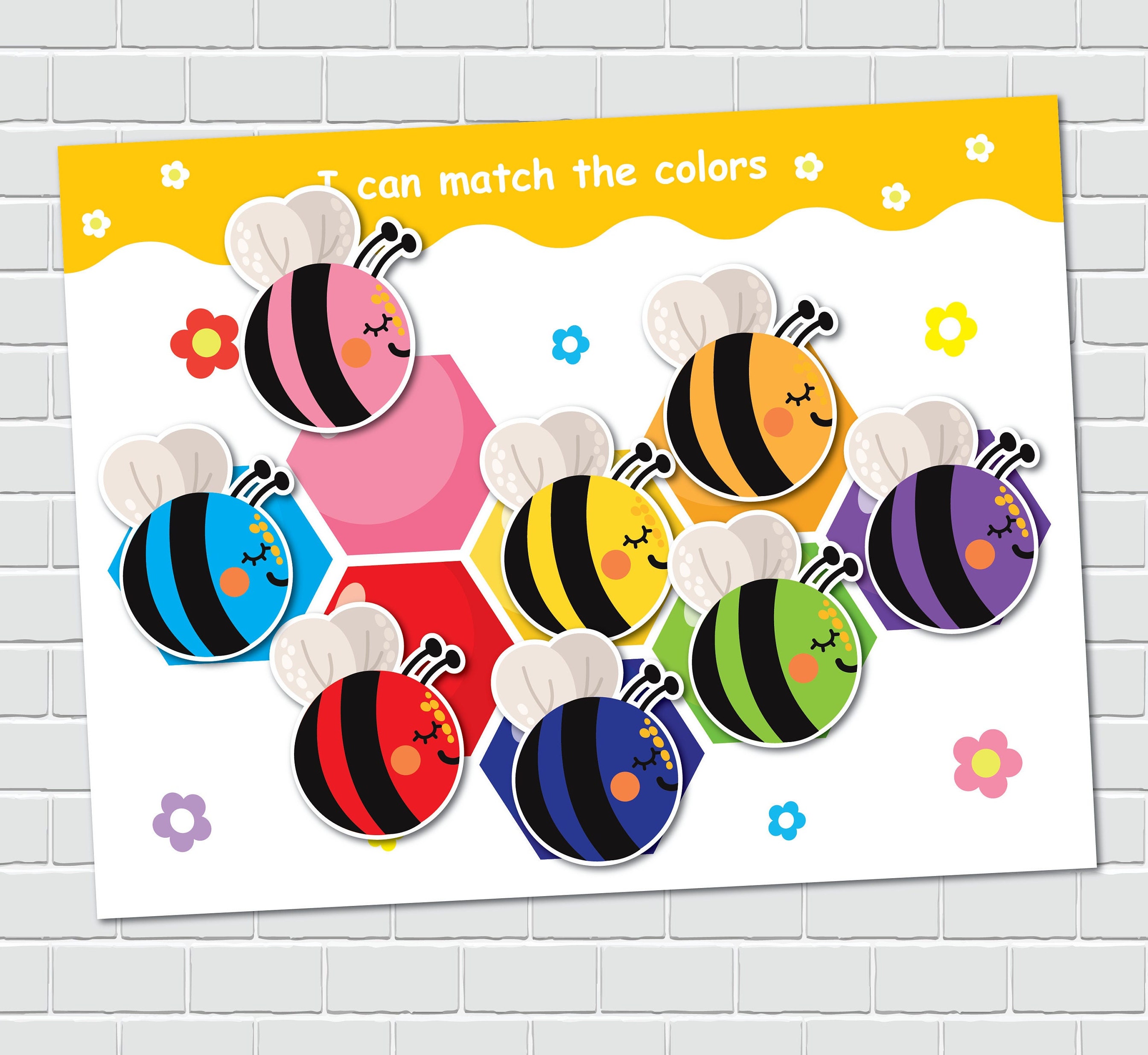 Bee Color Matching Activity, Toddler Printable, Montessori Materials ...