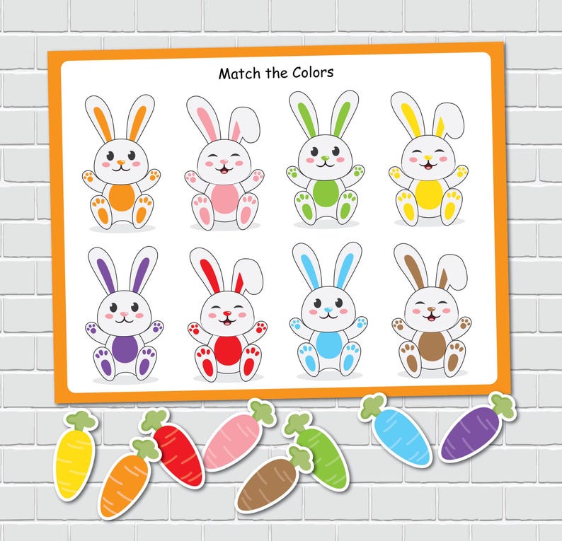 Bunny Color Matching Activity for Kids, Toddler Color Printables - Etsy