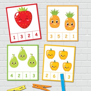 Clip and Count Cards 1-20, Toddler Counting Activity, Preschool ...