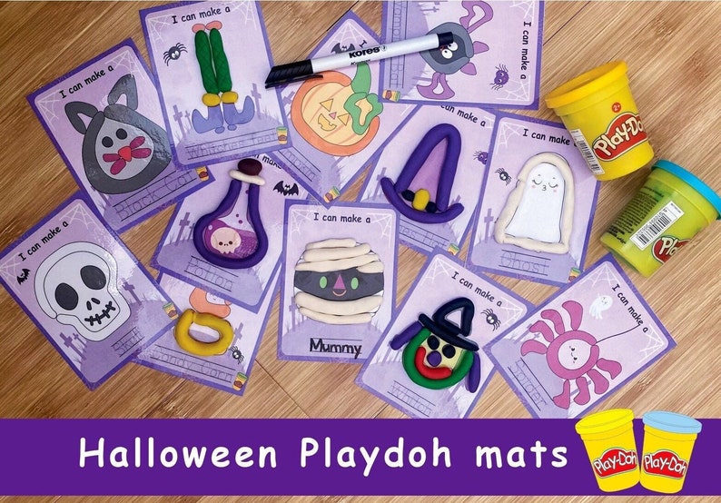 Halloween Play Dough Mats Printable Play Doh Preschool - Etsy
