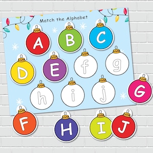 Christmas Theme Alphabet Matching Game for Kids, Printable ABC ...