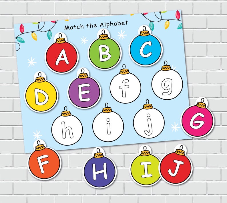 Christmas Alphabet Matching Game, Winter ABC Activity (digital Download ...