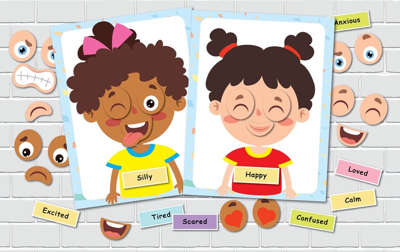 Girls Emotions Activity Kids Feelings Matching Game - Etsy