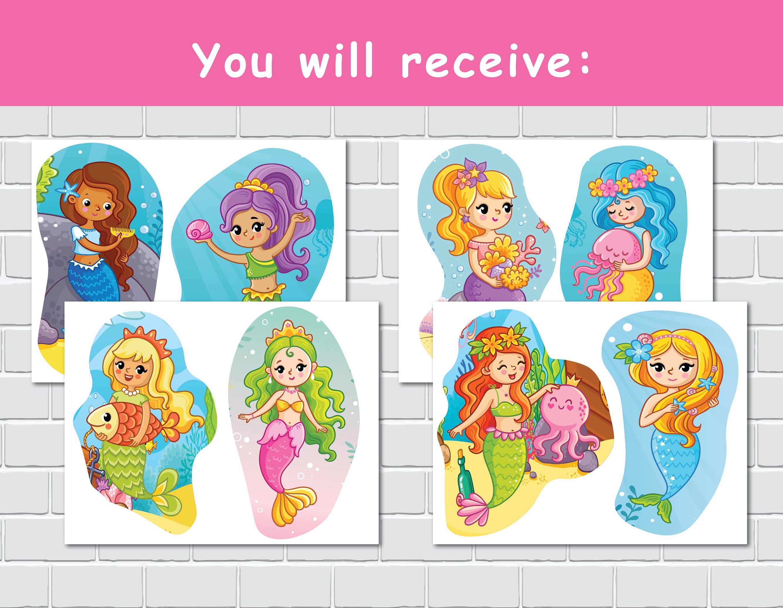 Mermaids Lacing Cards, Preschool Fine Motor Skill Activity, Toddler ...