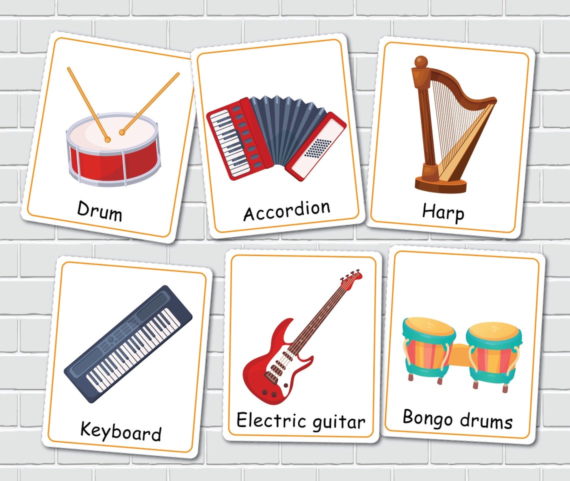 Musical Instruments Flash Cards, Toddler Printable Activity, Montessori ...