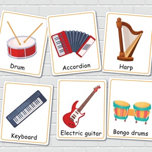 Musical Instruments Flash Cards, Toddler Printable Activity, Montessori ...