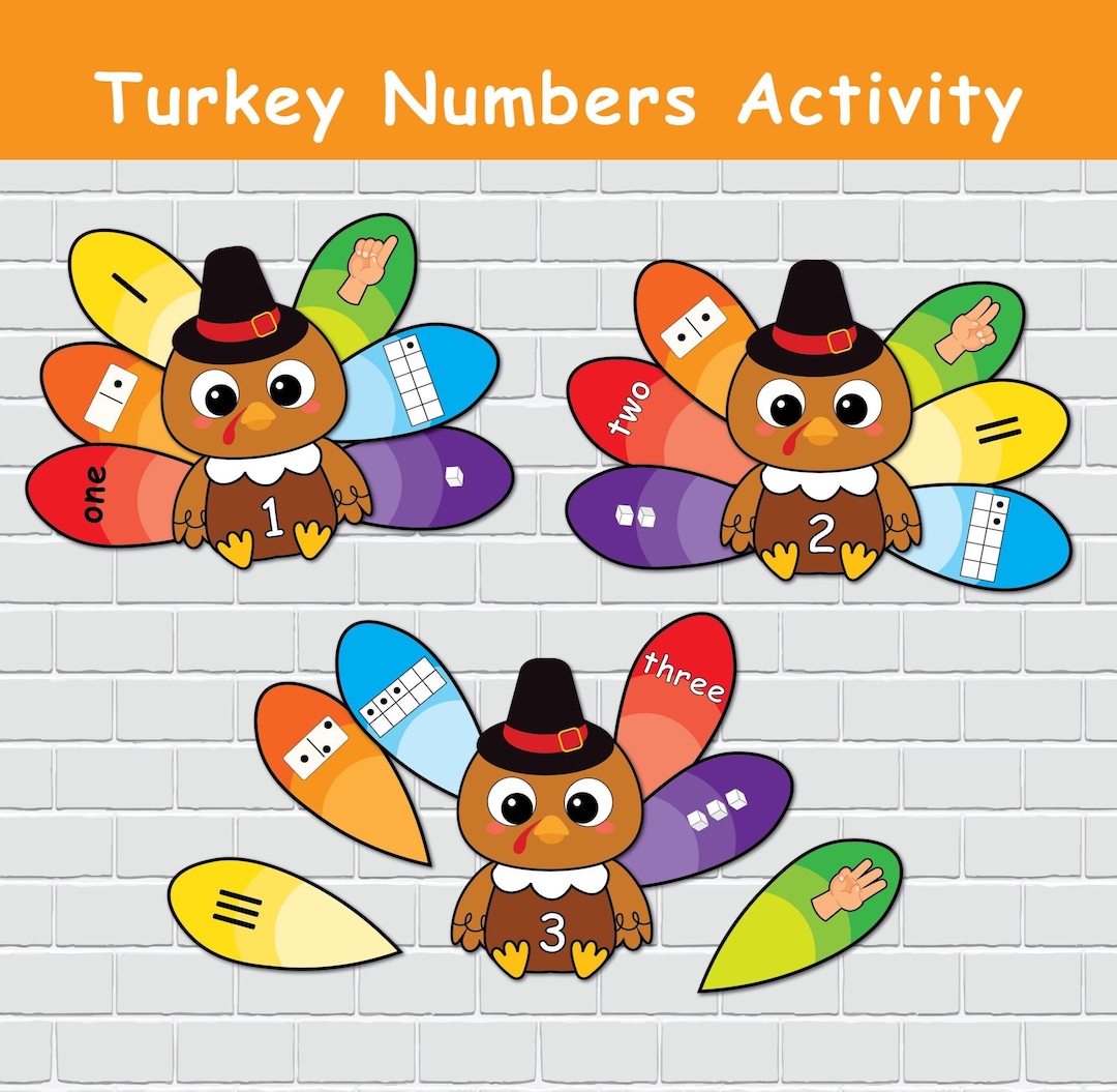Thanksgiving Turkey Number Matching Game: Preschool Math Printable ...