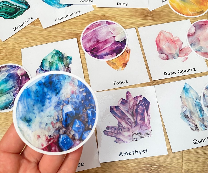 Gemstones Pattern Matching Cards, Minerals and Crystals, Geology Rocks ...