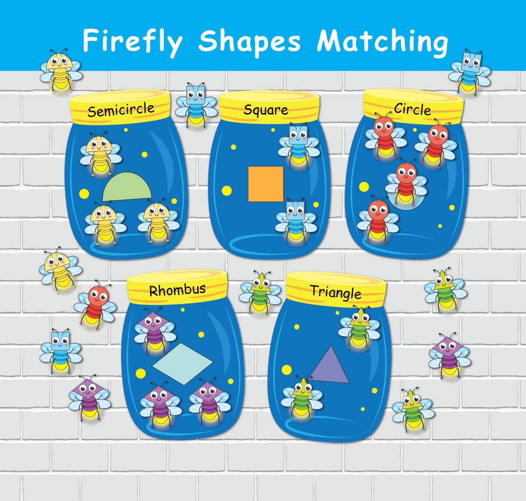 Fireflies Shapes Matching Activity: Summer Busy Book (digital Download ...