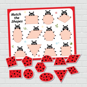 Ladybug Shape Matching Activity, 2D Shapes, Summer Busy Book Page, File ...