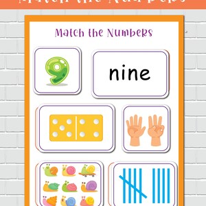 Matching Numbers 1-10 Activity. Counting Game, Preschool Math, Number ...