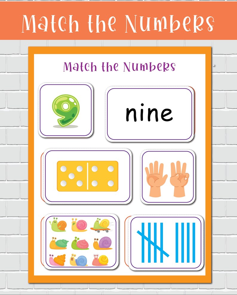 Matching Numbers 1-10 Activity. Counting Game Preschool Math - Etsy