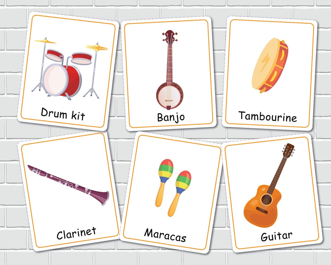 Musical Instruments Flash Cards, Toddler Printable Activity, Montessori ...