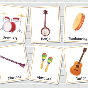 Musical Instruments Flash Cards, Toddler Printable Activity, Montessori ...