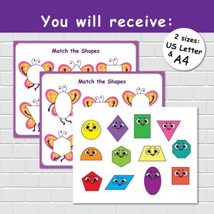 Butterflies Shape Matching Activity, 2D Shapes, Summer Busy Book Page ...