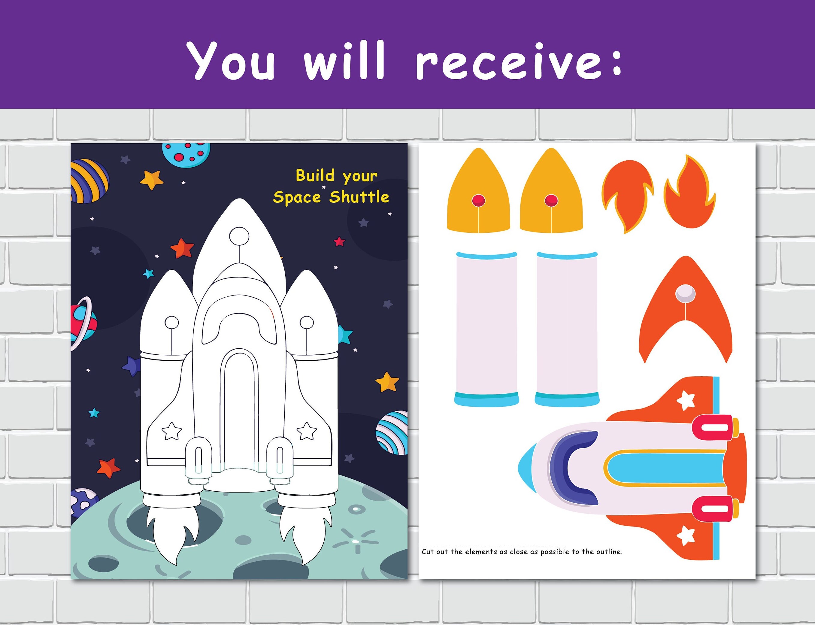 Space Shuttle Puzzle, Printable Activity for Preschool and Kindergarten ...
