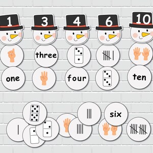 Snowman Numbers 1-10 Matching Activity. Toddler Sort and Match Game ...