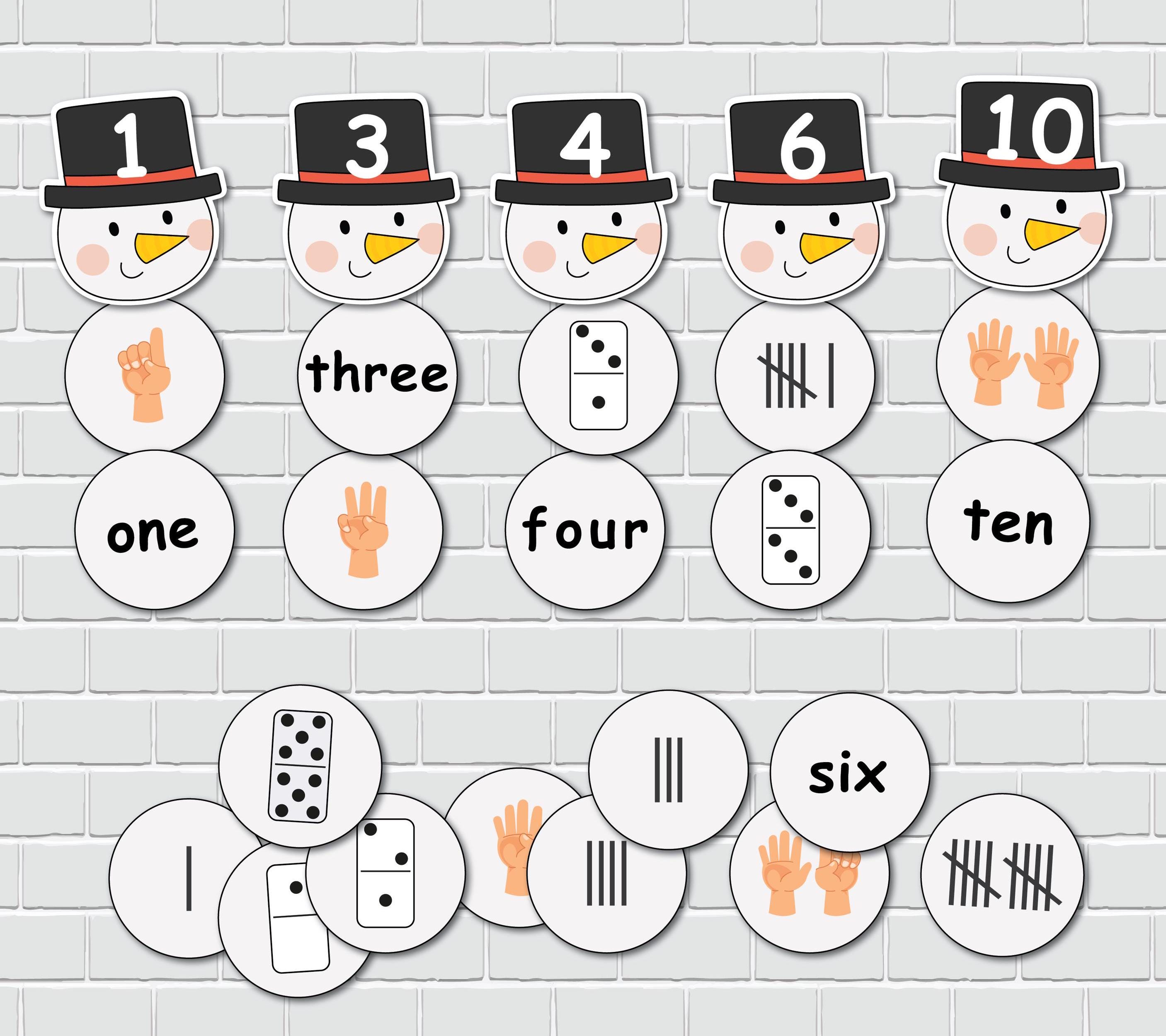 Snowman Number Matching Game, Winter Busy Book, Toddler Activity ...