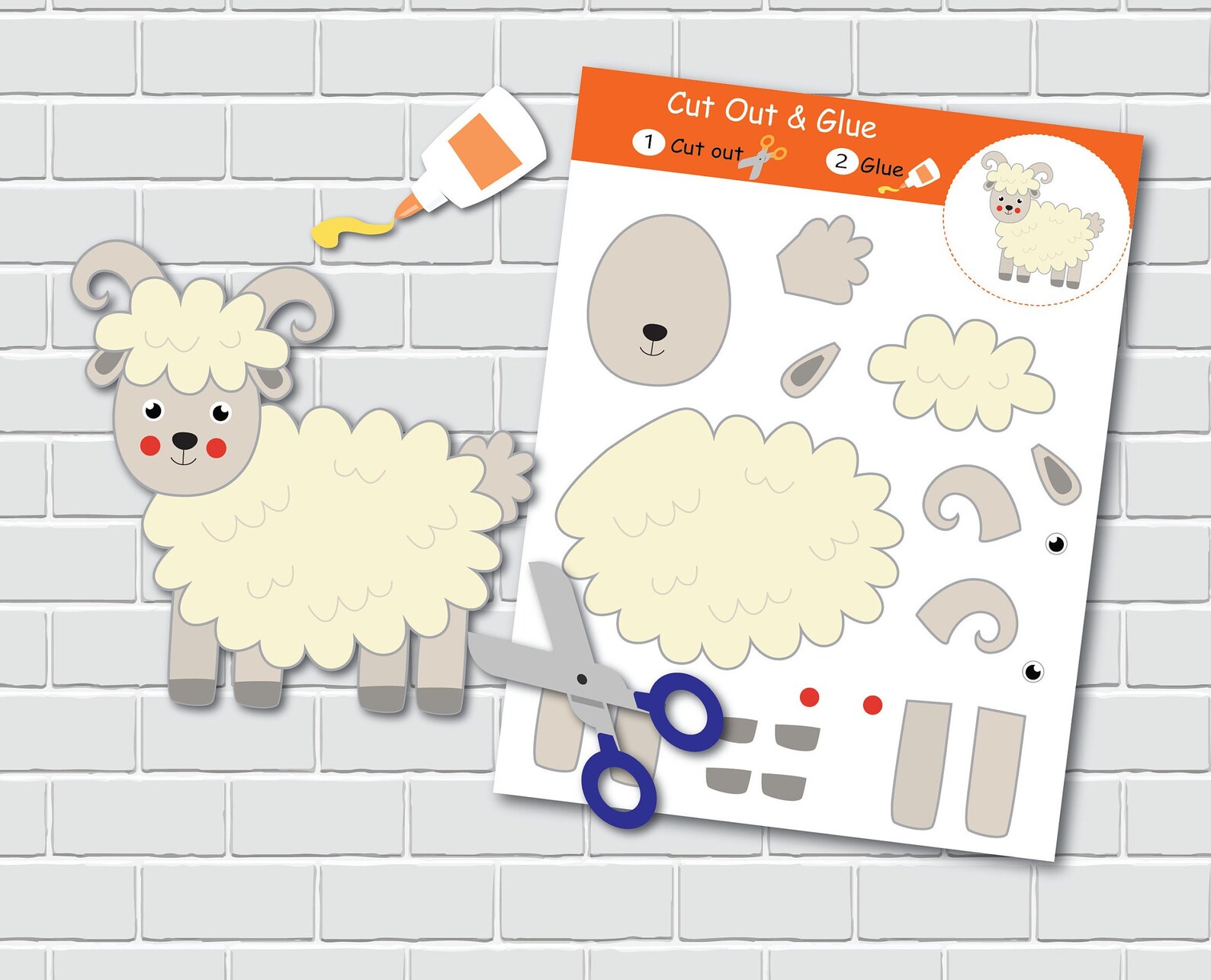 Farm Cut Out and Glue Crafts for Kids. Scissors Skills Activity. Fine ...