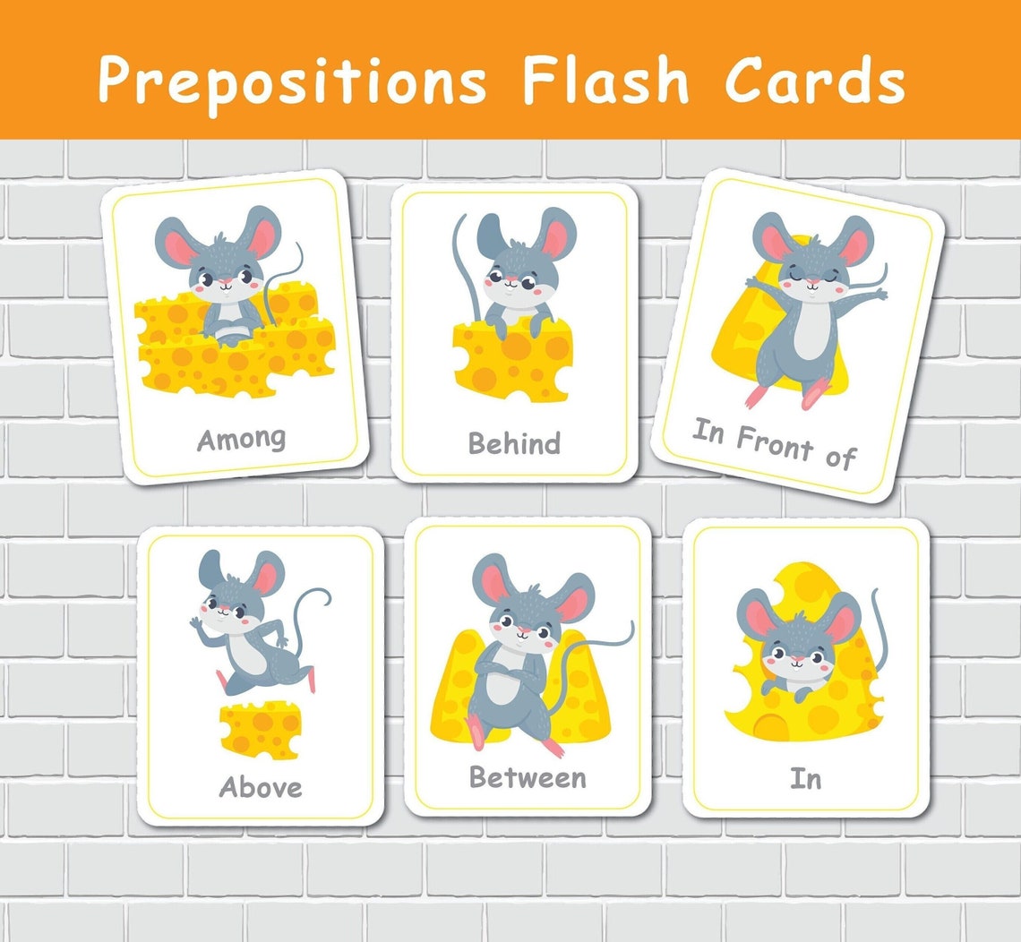 Prepositions Flashcards English Positional Words Printable - Etsy