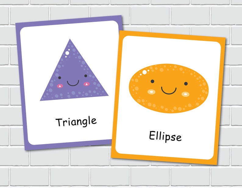 2D Shapes Flash Cards. Preschool Learning Activity. Toddler Geometric ...