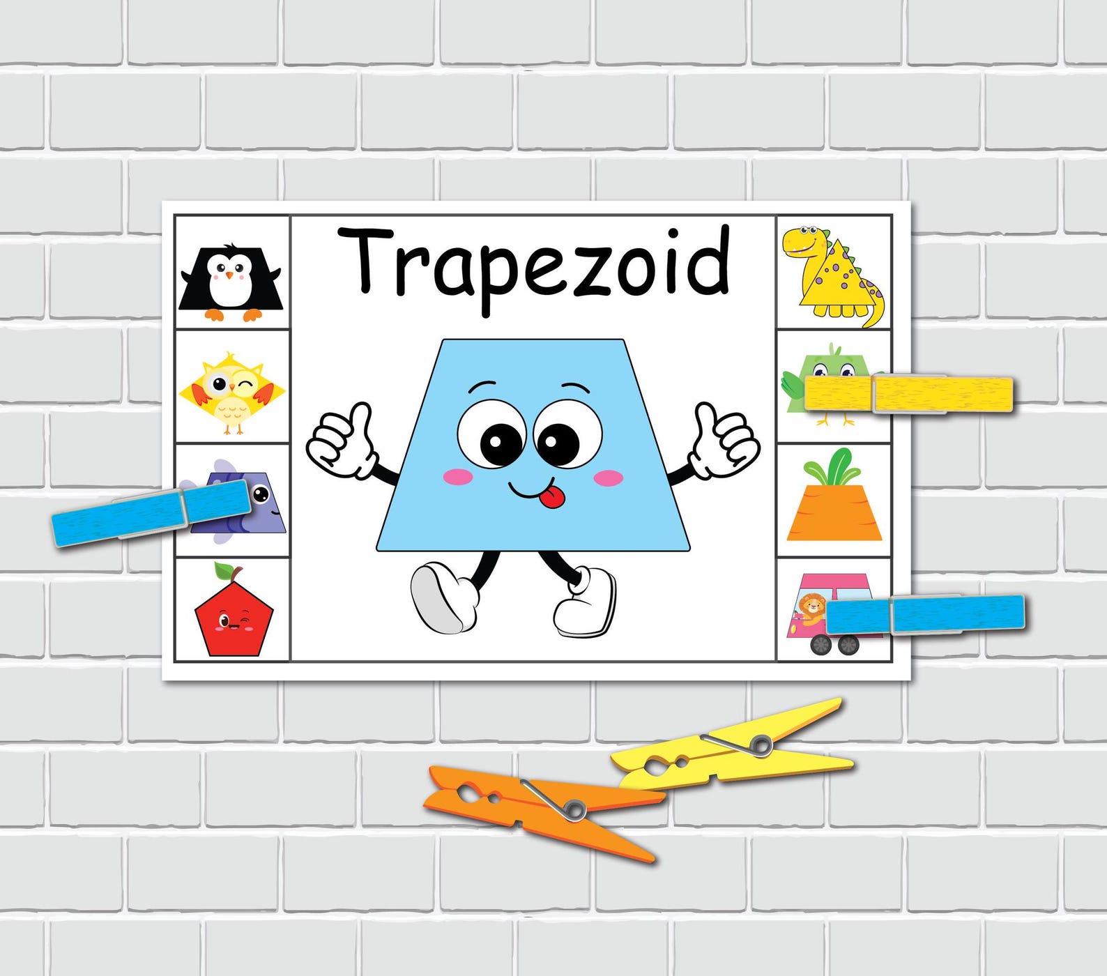 Shapes Clip Cards, 2D Shapes Printable Activities, File Folder Games ...