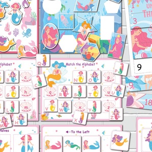 Mermaids Busy Book Pages, Toddler Learning Binder, Preschool Quiet Book ...