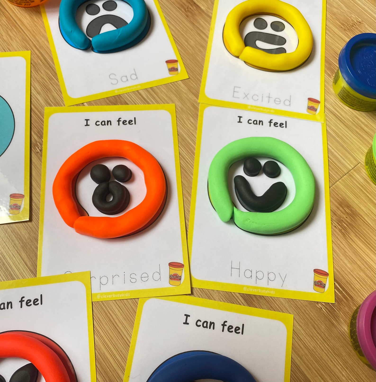 Emotions Play Doh Mats Activity, Printable Play Dough, Montessori Play ...
