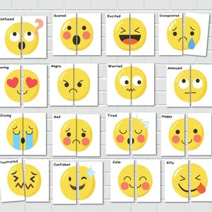 Feelings Matching Game, Emotions Symmetry Cards, Toddler Puzzle ...