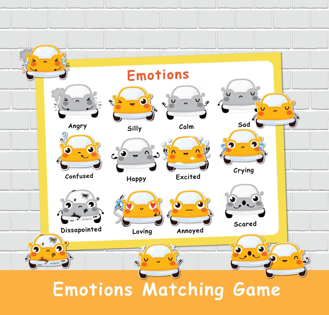 Car Emotions Matching Game: Preschool Learning Activity (digital ...