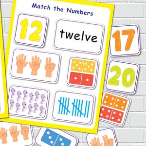 Matching Numbers 1-20 Activity. Counting Game, Preschool Math, Number ...