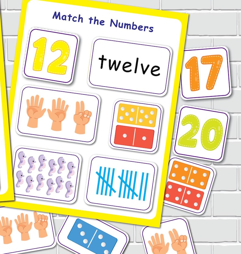 Matching Numbers 1-20 Activity. Counting Game, Preschool Math, Number ...