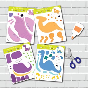 Dinosaurs Cut Out and Glue Activity for Kids. Preschool Cutting ...
