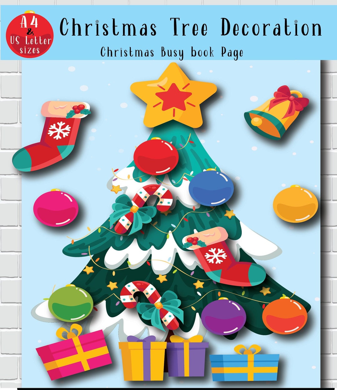 Christmas Busy Book Page, Tree Decoration Activity for Toddlers ...