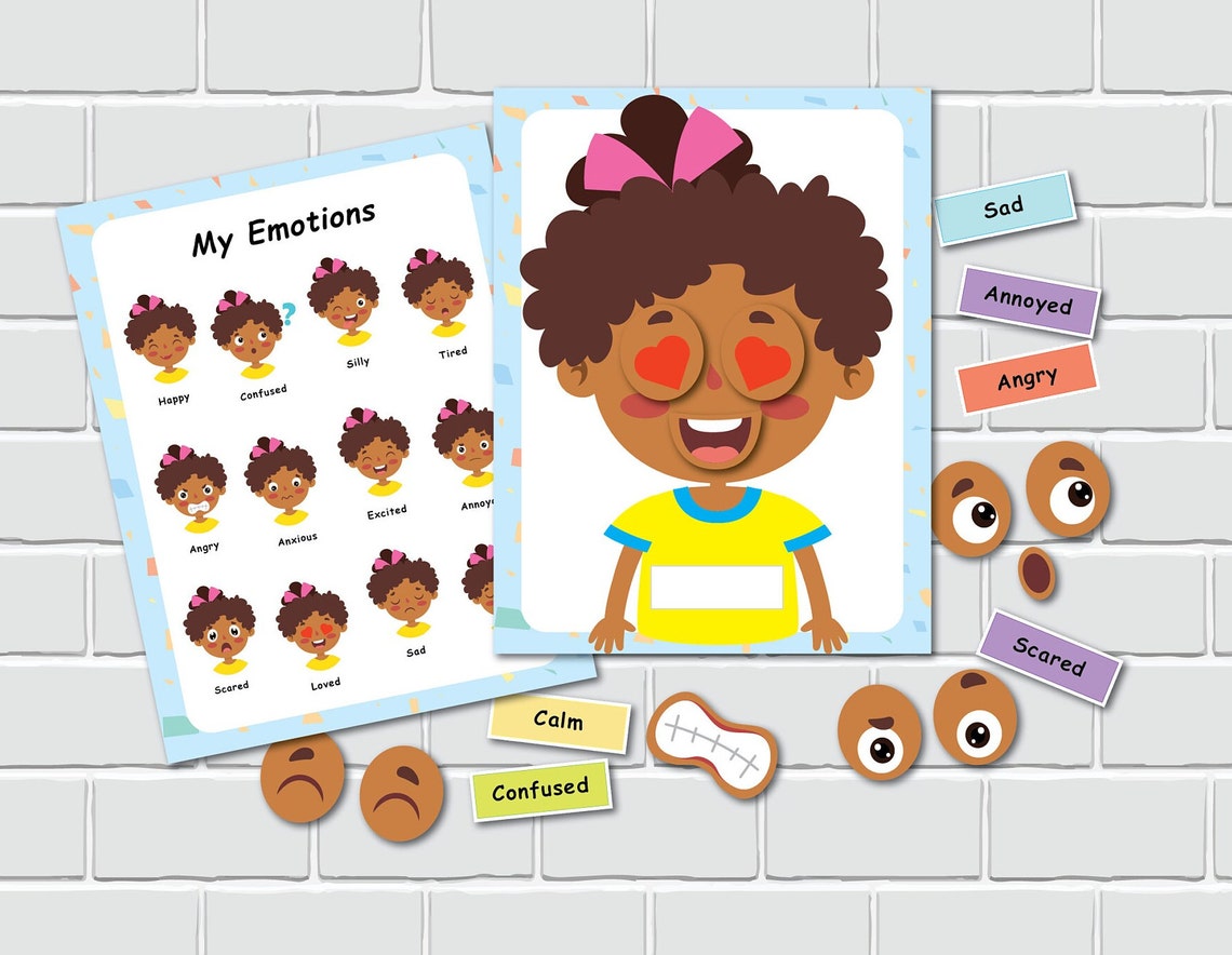 Girls Emotions Activity Kids Feelings Matching Game - Etsy