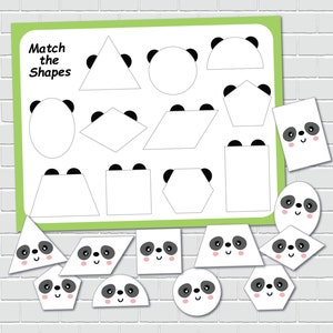 Panda Shape Matching Activity, 2D Shapes, Busy Book Page, File Folder ...