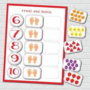 Toddler Busy Book Page Count and Match Preschool Worksheets Math ...