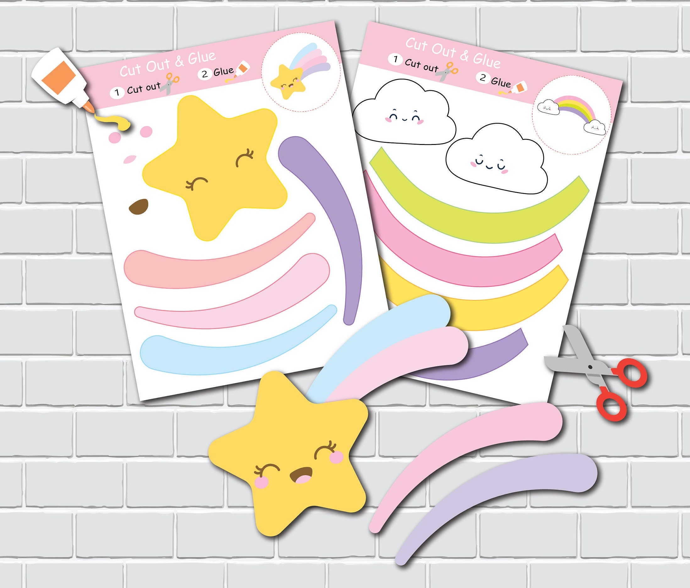 Unicorns Cut Out and Glue Activity for Kids. Preschool Cutting Practice ...