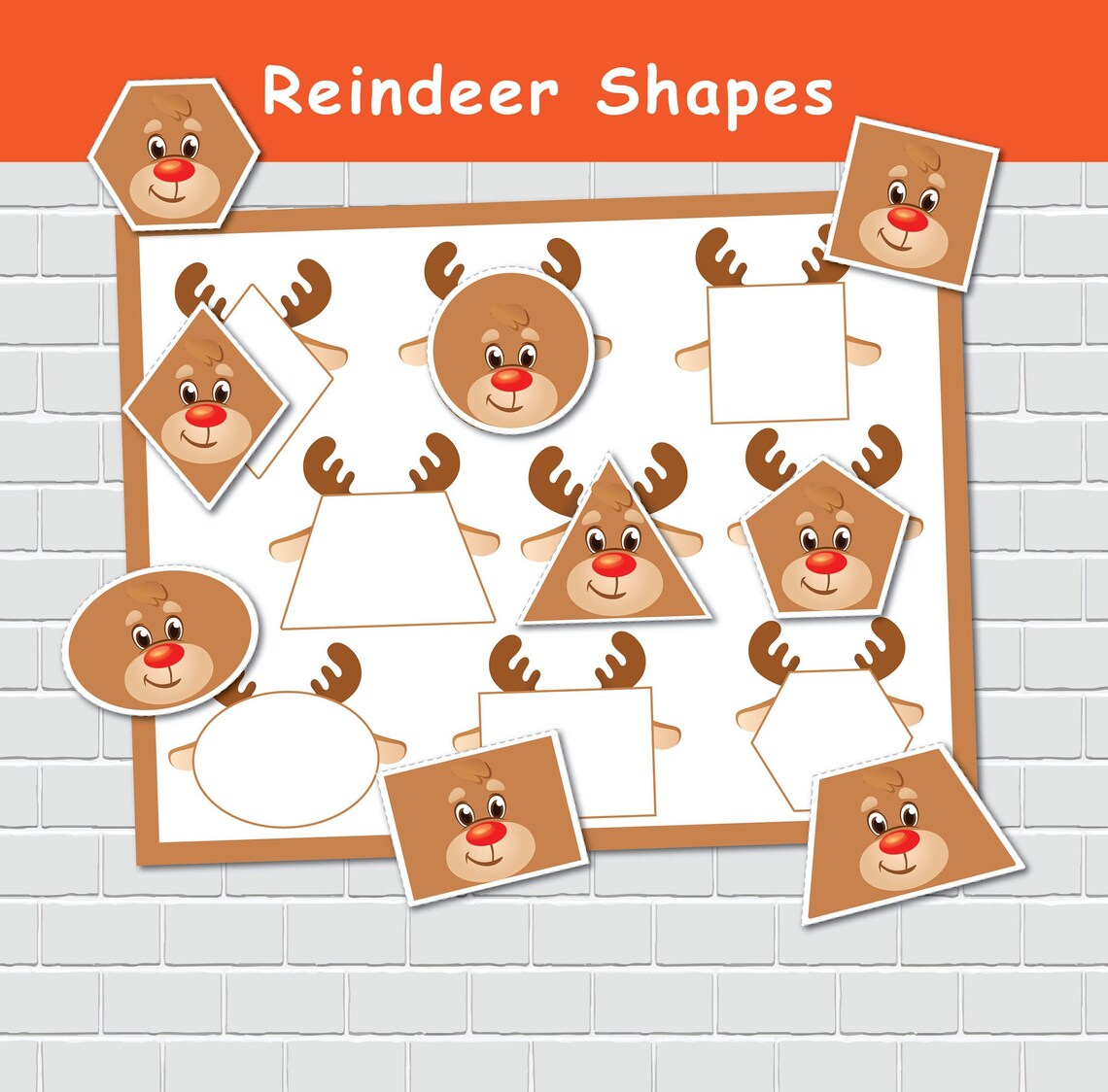 Reindeer Shape Matching Activity, 2D Shapes, Winter Busy Book Page ...