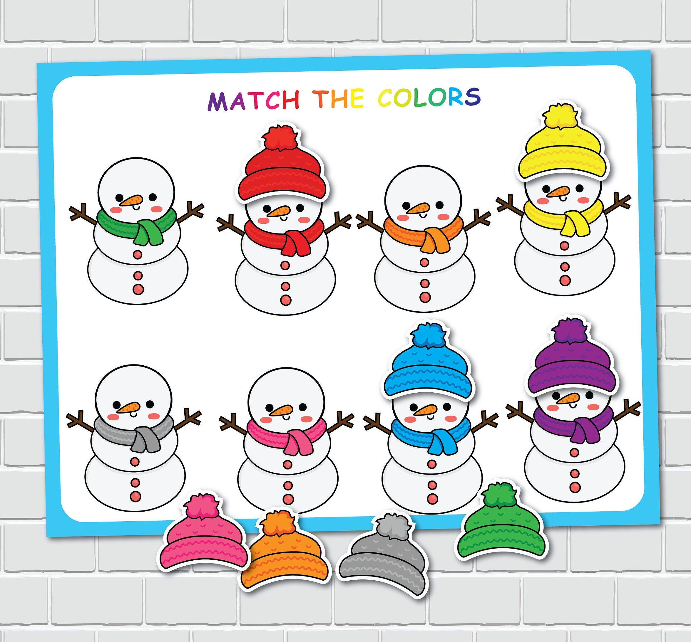 Color Sorting Matching Game, Winter Busy Book Page, Toddler Printable ...